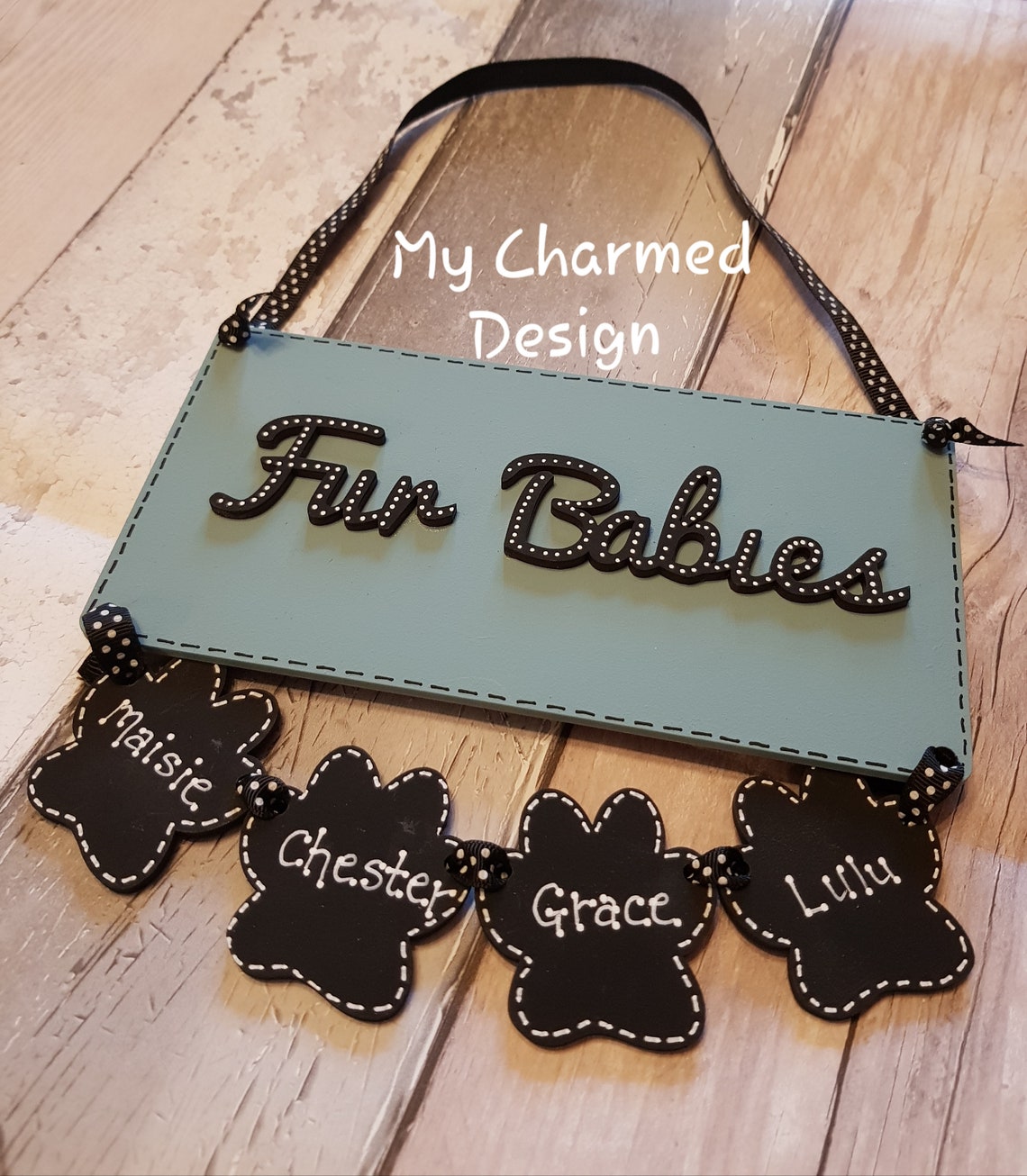 Fur Babies Sign With Hanging Paw Prints Personalised Pet - Etsy