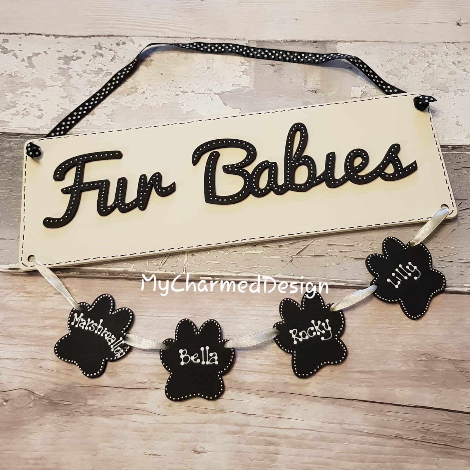 Fur Babies Sign With Hanging Paw Prints Personalised Pet - Etsy