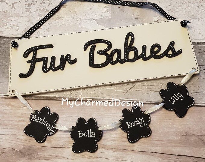 Fur Babies Sign With Hanging Paw Prints Personalised Pet | Etsy