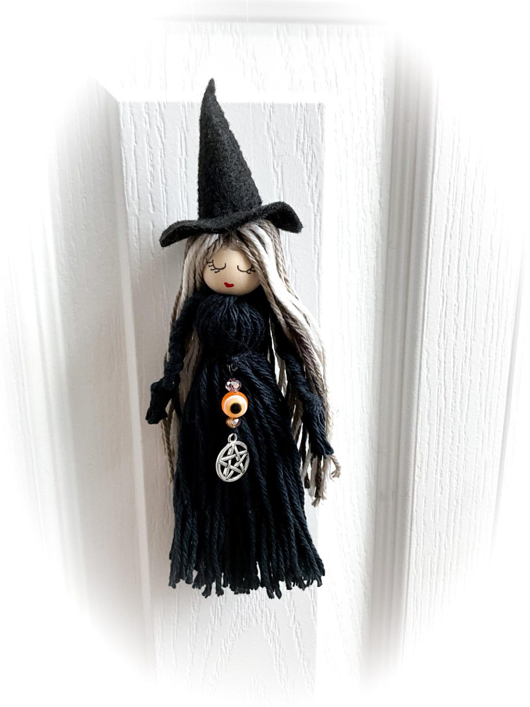 Samhain Crone Witch Doll – Handcrafted Halloween Witch Cotton Yarn Doll ...