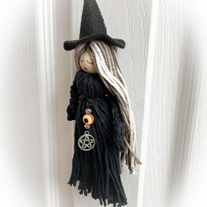 Samhain Crone Witch Doll – Handcrafted Halloween Witch Cotton Yarn Doll ...