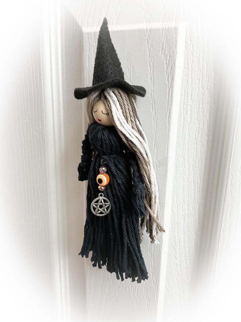 Samhain Crone Witch Doll – Handcrafted Halloween Witch Cotton Yarn Doll ...