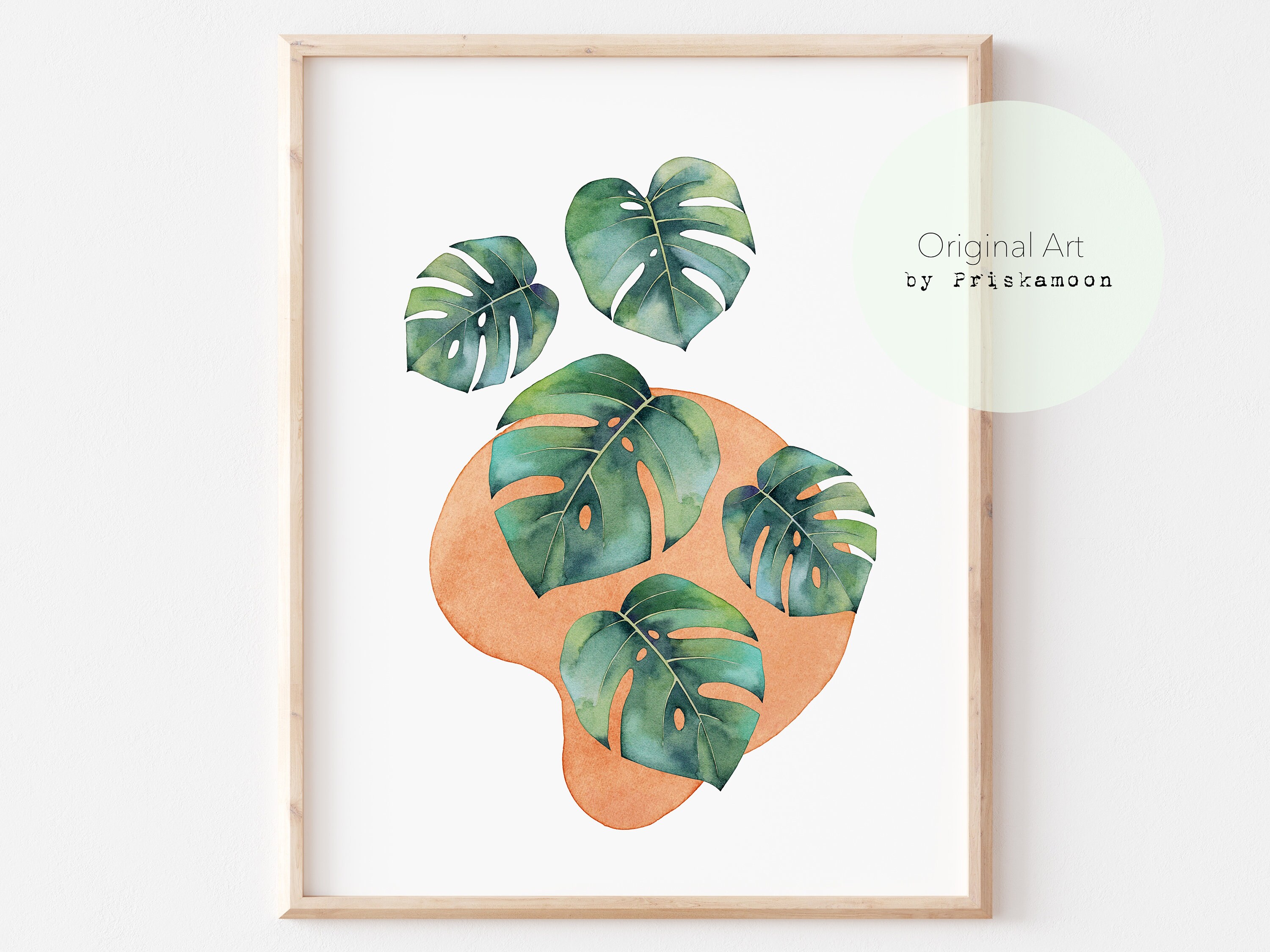 Monstera Leaves Watercolor Painting 5x7 8x10 Art Print - Etsy