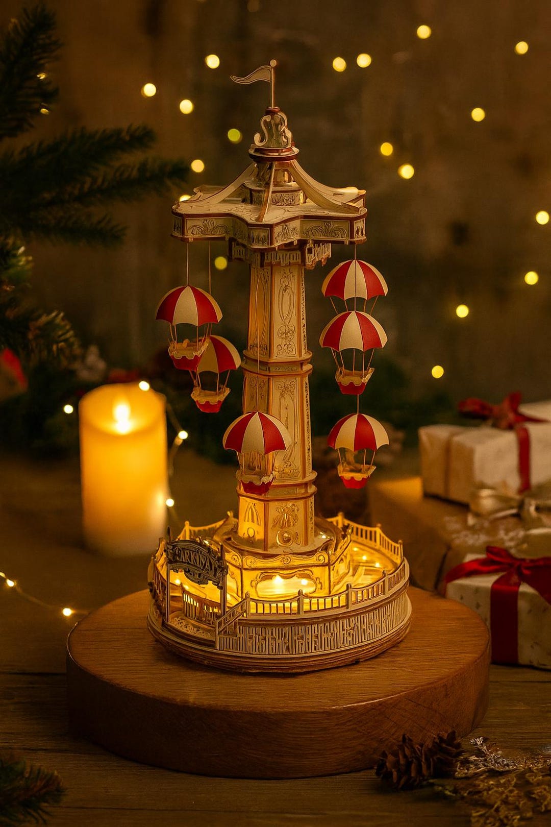 Parachute Tower Music Box: 3D Wooden Puzzle DIY Model - Etsy