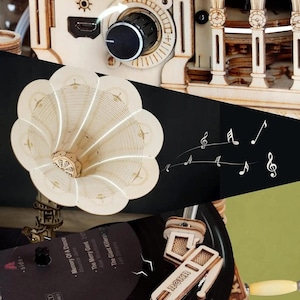 Retro Gramophone 3D Wooden Puzzles Model Building Kit DIY Wood Craft ...