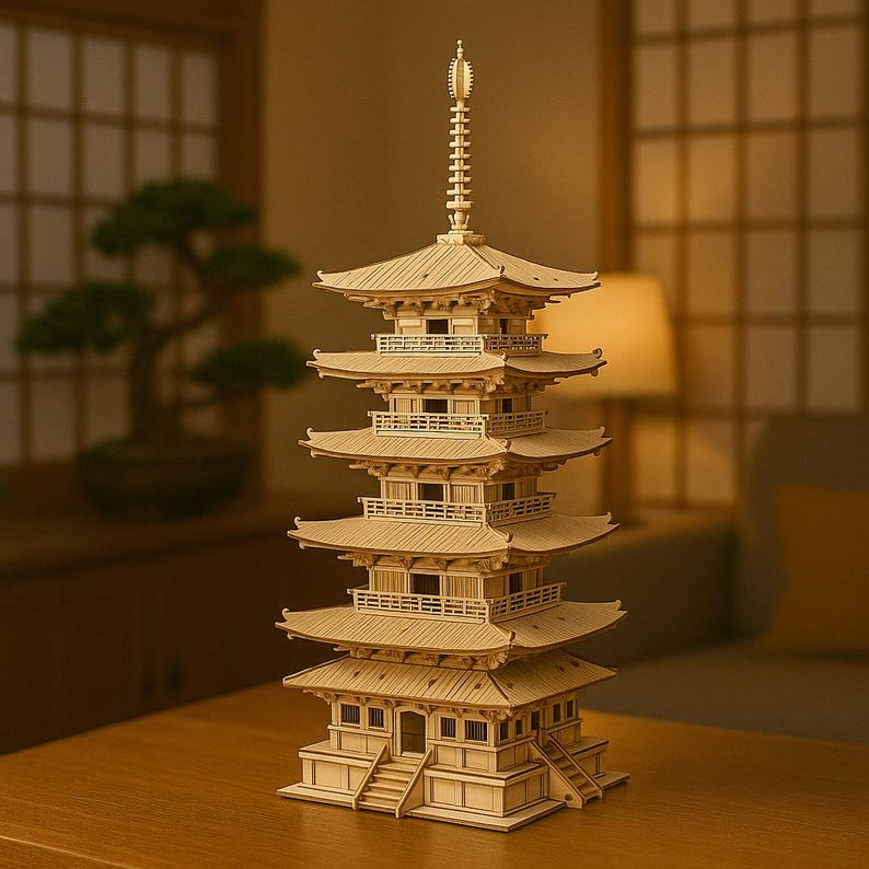Five-storied Pagoda 3D Wooden Puzzle: DIY Model Kit - Etsy Australia