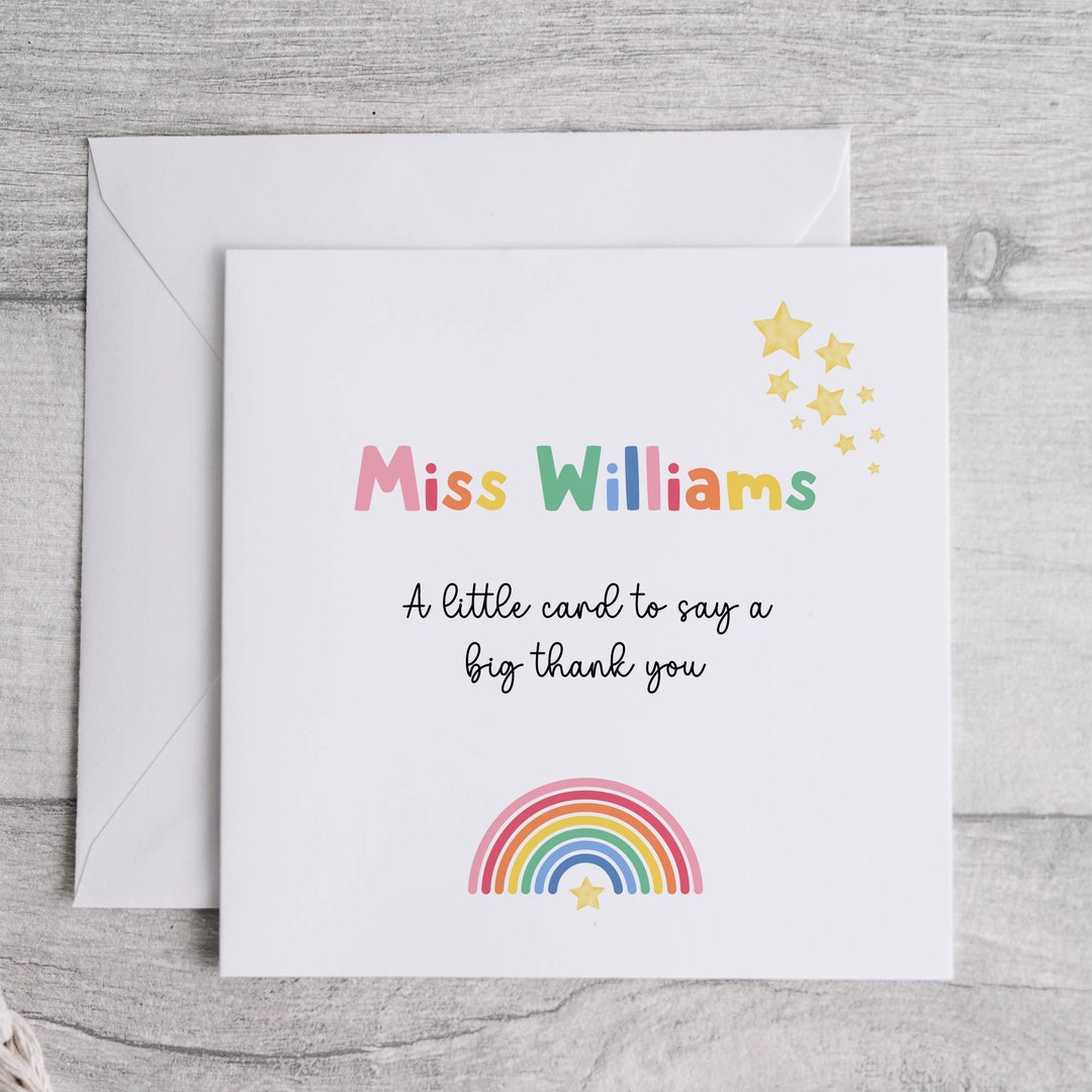 Personalised Teacher Thank You Card End of Term Card End of School Card ...