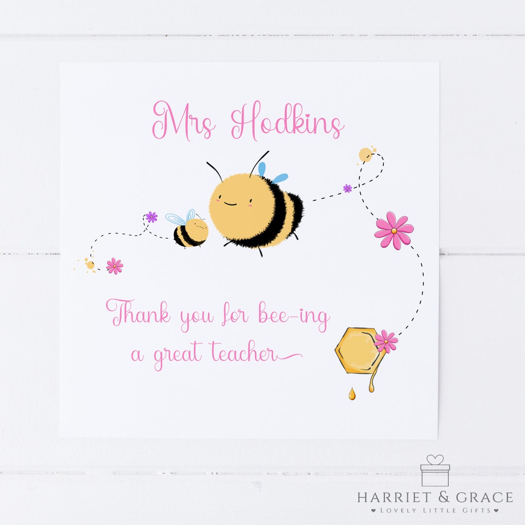 Personalised Teacher Thank You Card Bee Thank You Card Great Teacher ...