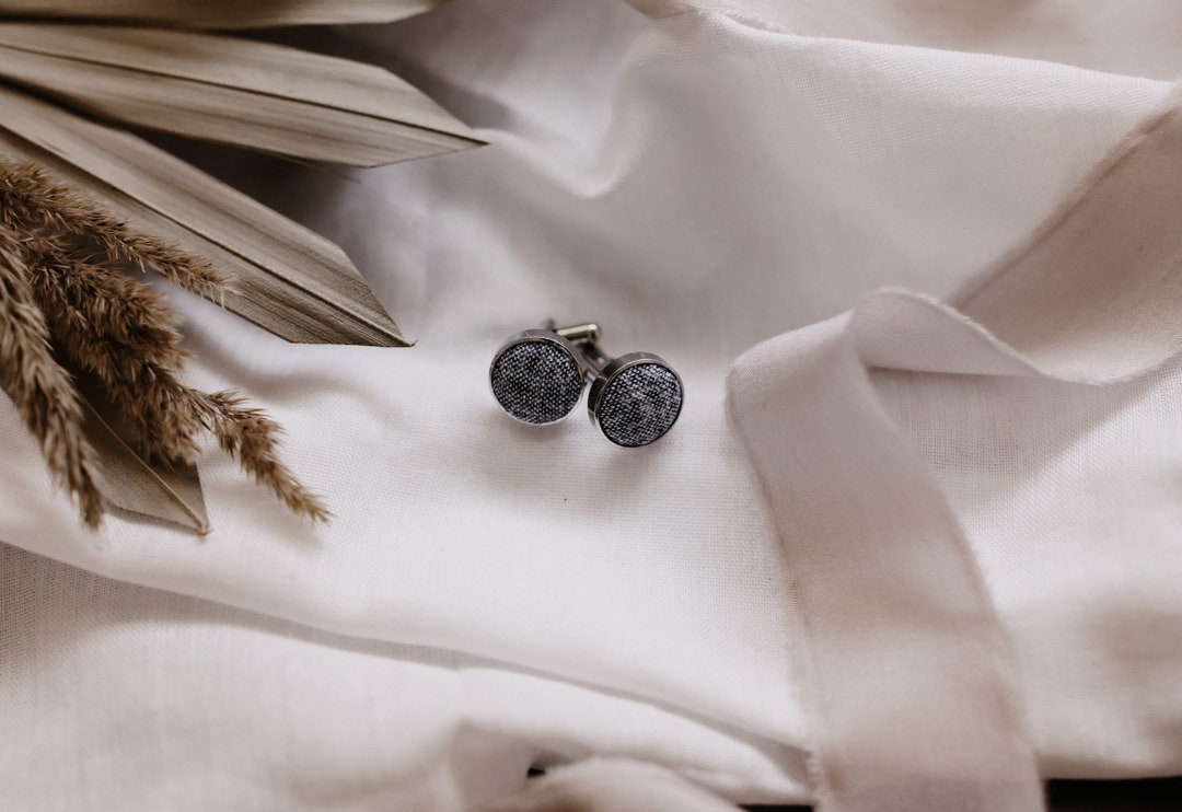 Cufflinks Shirt Gray 2 Pieces Cufflinks Fabric - Etsy UK