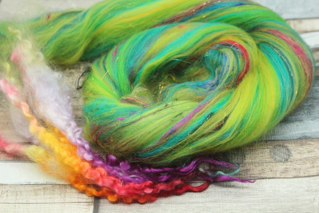 23g 3g Locks,green Mixed Roving, Fibre for Spinning, Carded Wool ...