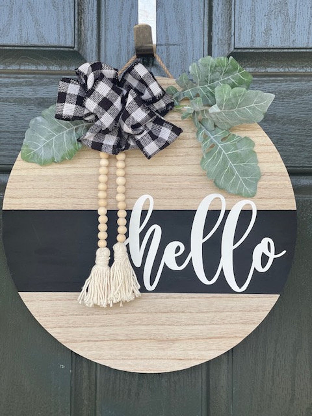 Hello Door Sign Front Door Decor Home Door Sign Rustic Wood - Etsy