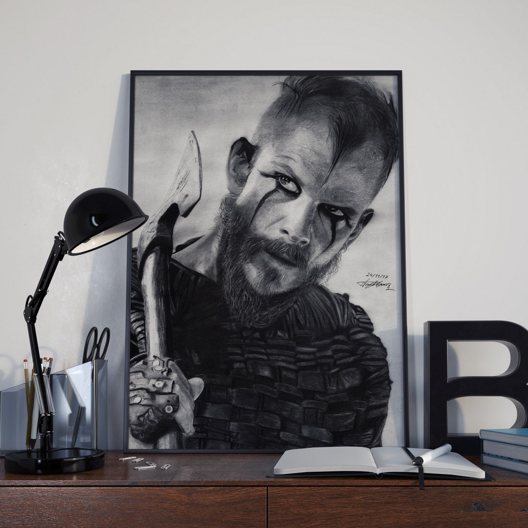 Portrait of Floki, Featuring a Hyper-realistic Charcoal Drawing of ...
