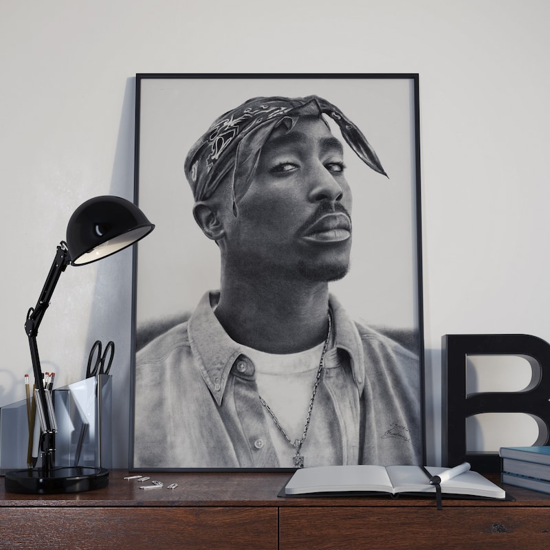 Tupac Black and White Print - Etsy