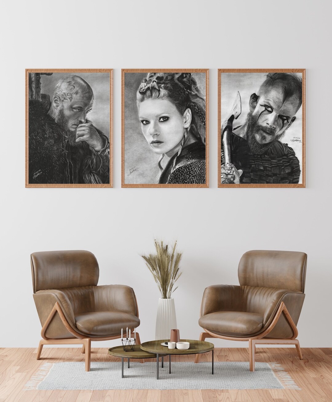 Set of Portraits of Ragnar, Floki, Lagertha and Ivar, Featuring Hyper ...