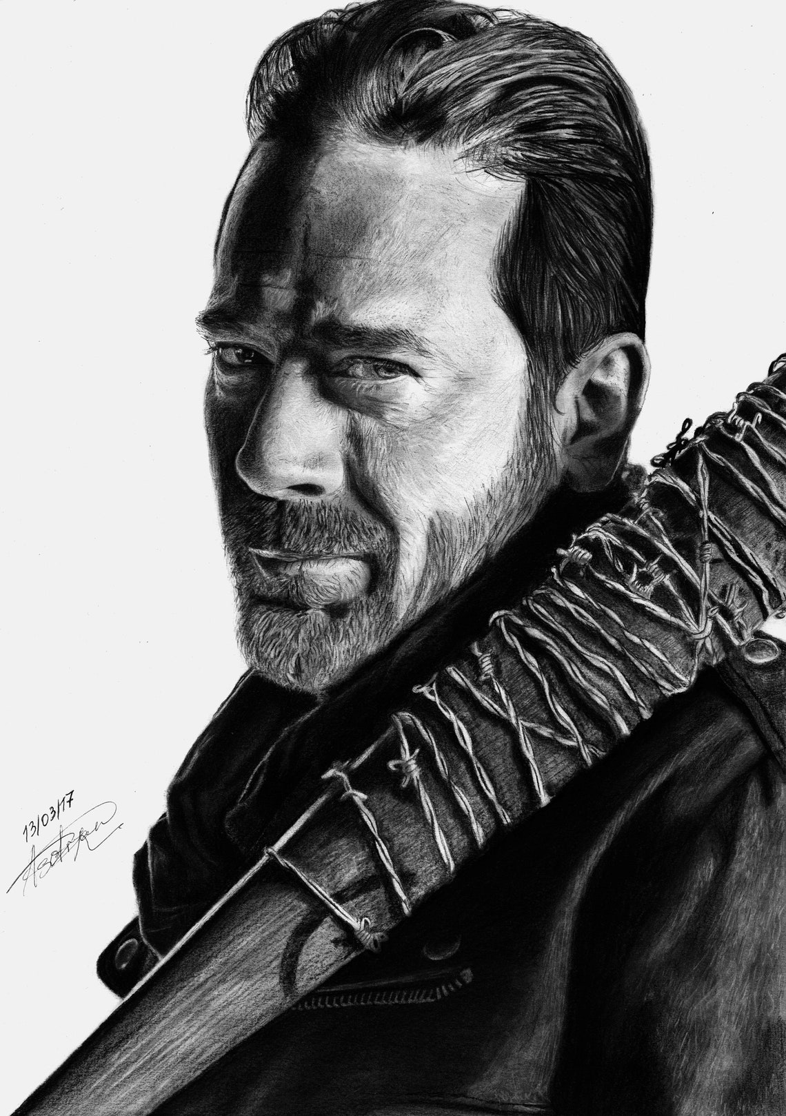 Realistic Portrait Poster of Negan from The Walking Dead | Etsy