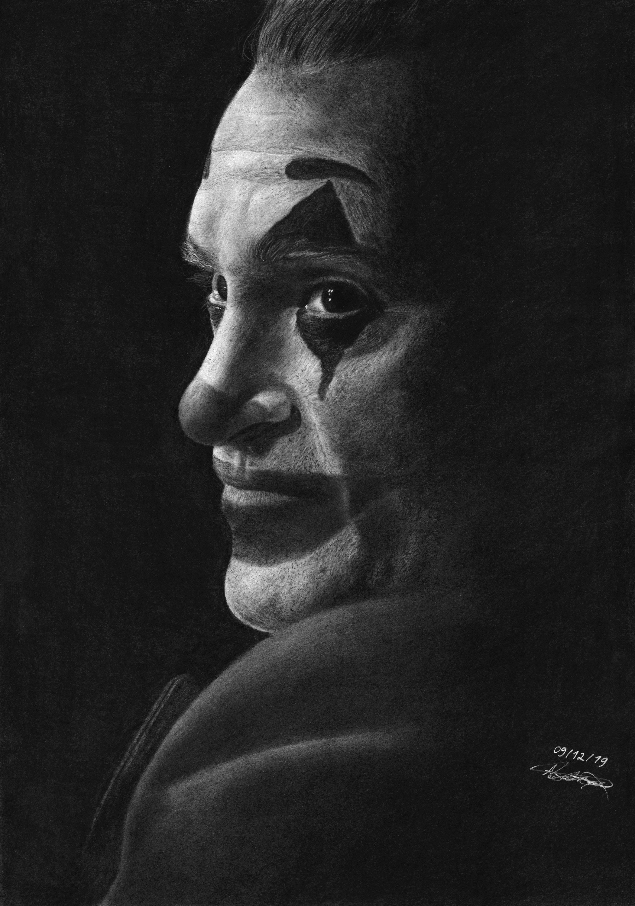 Portrait of the Joker, Featuring a Hyper-realistic Charcoal Drawing of ...
