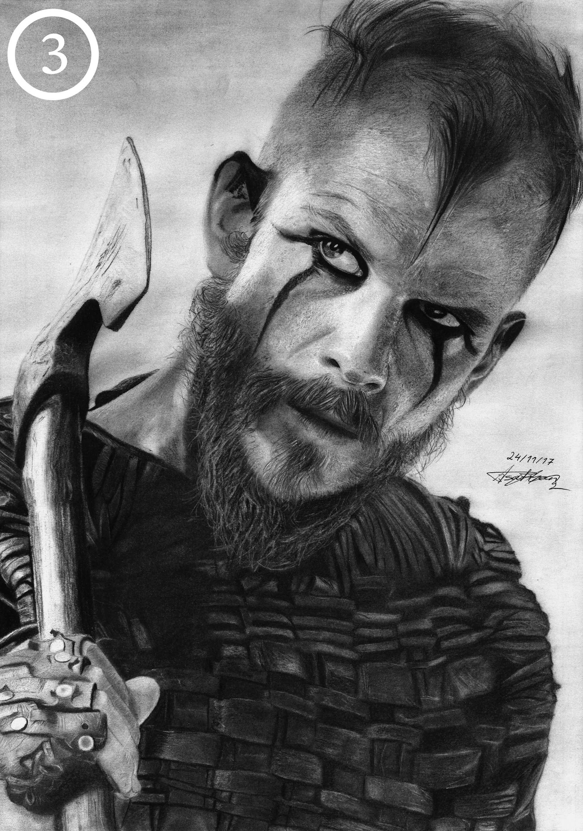 Set of Portraits of Ragnar, Floki, Lagertha and Ivar, Featuring Hyper ...