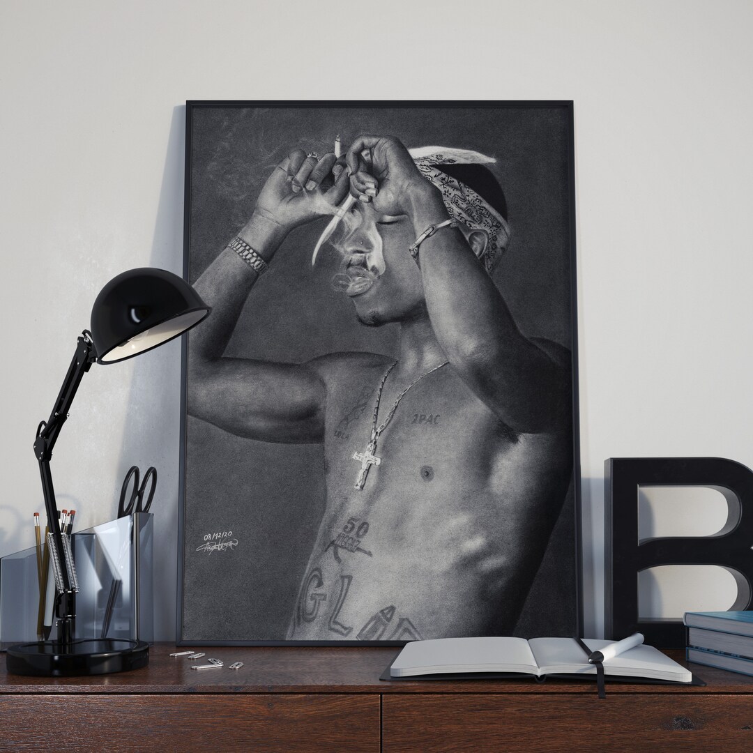 Retrato de Tupac Shakur Dibujo Fotorealista de 2pac Poster - Etsy México