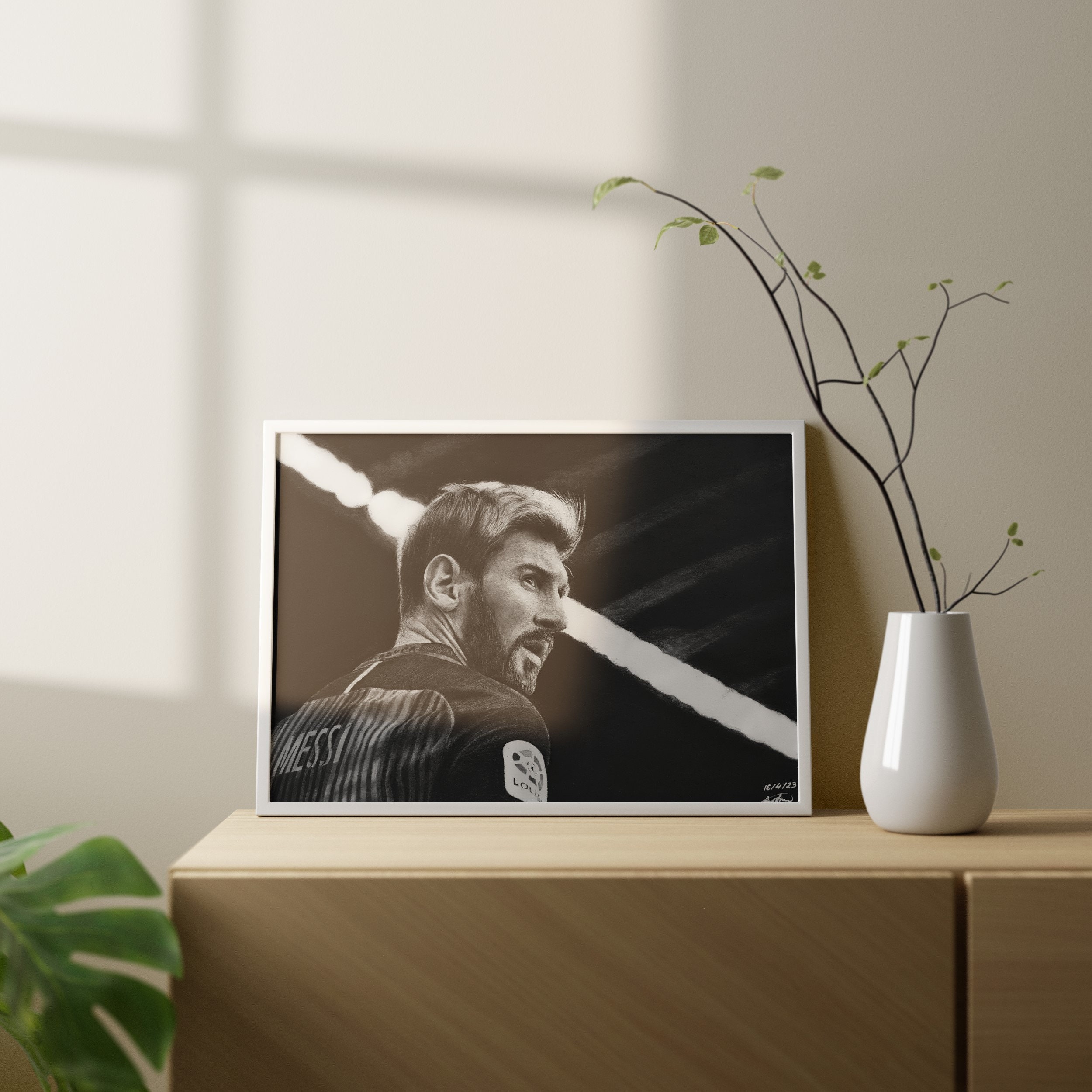 Portrait of Lionel Messi Featuring a Hyper-realistic Charcoal - Etsy
