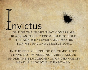 Invictus Poem by William Motivational Poster Print Picture - Etsy