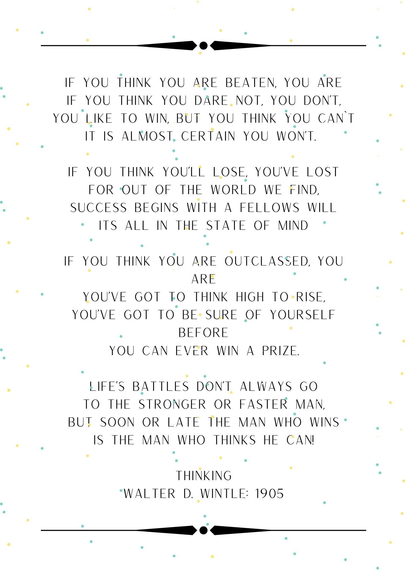 Poetry. Digital Download. Printable Poems. Poem by Walter D. Wintle ...