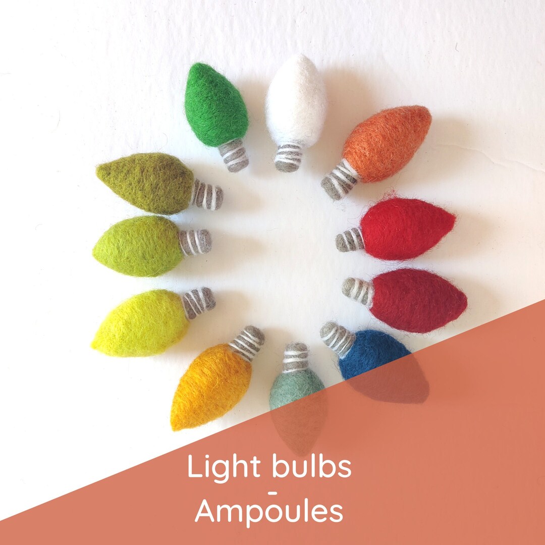 Felt Light Bulbs/christmas Diy Garland/felted Shape/wool Felt Object ...