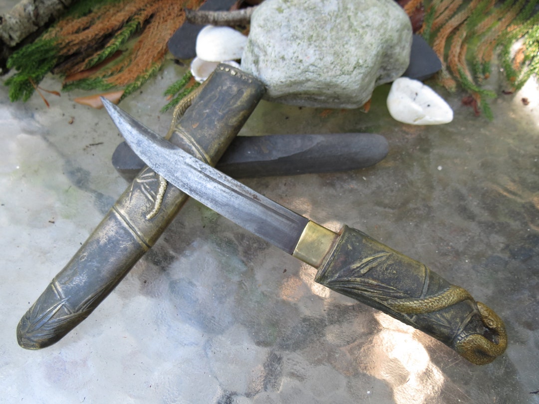 Japanese Knife Coiled Snake Dagger Vintage Asian Fixed - Etsy