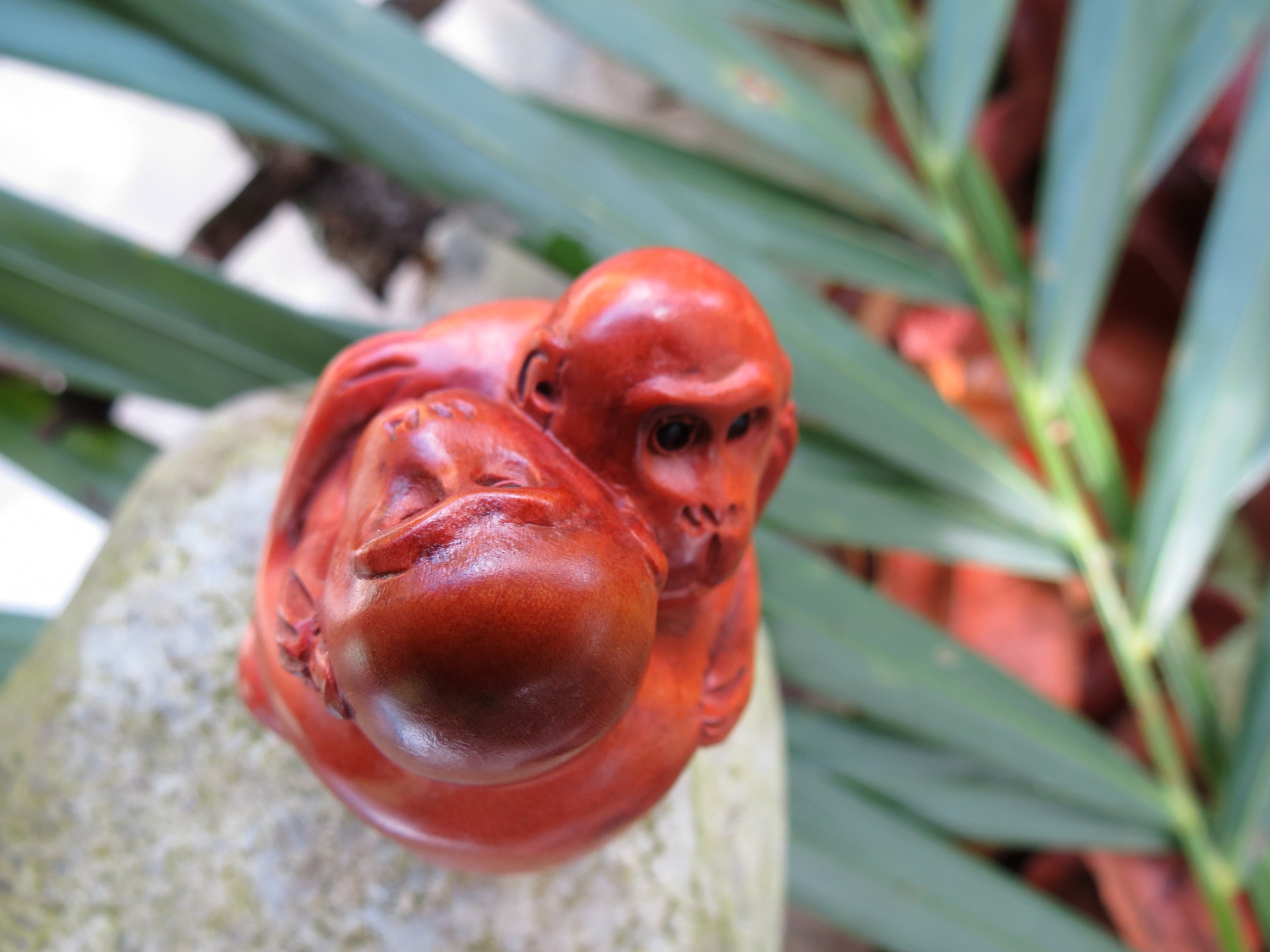 Japanese 20th Century Hugging Monkeys Netsuke Carved Sumo | Etsy