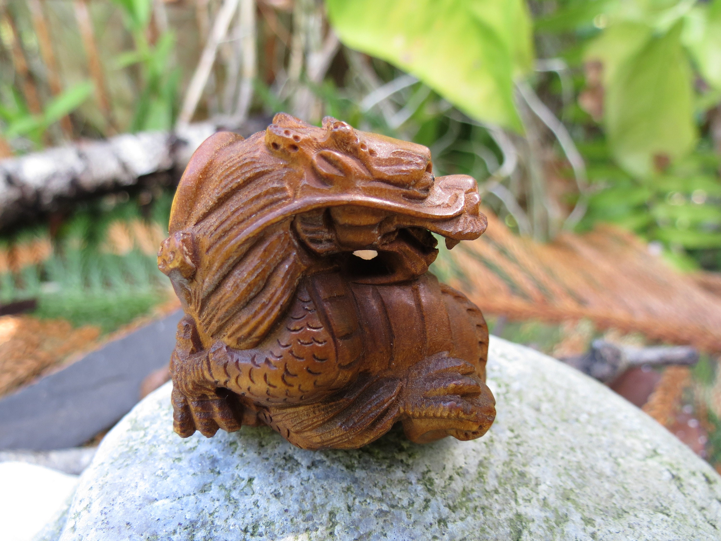 Japanese 20th Century Dragon Netsuke Carved Wood Dragon | Etsy