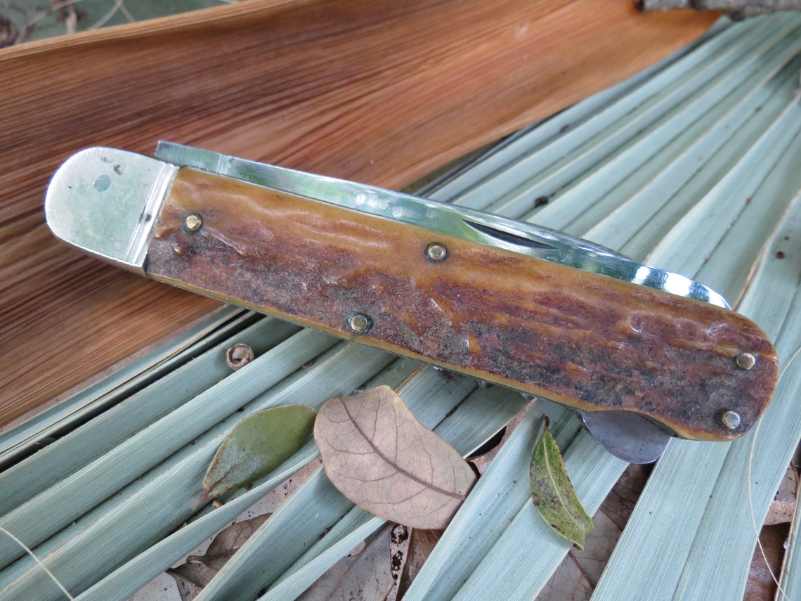 Weidmannsheil Stag Multi Blade Utility Knife Old Stag Handle | Etsy