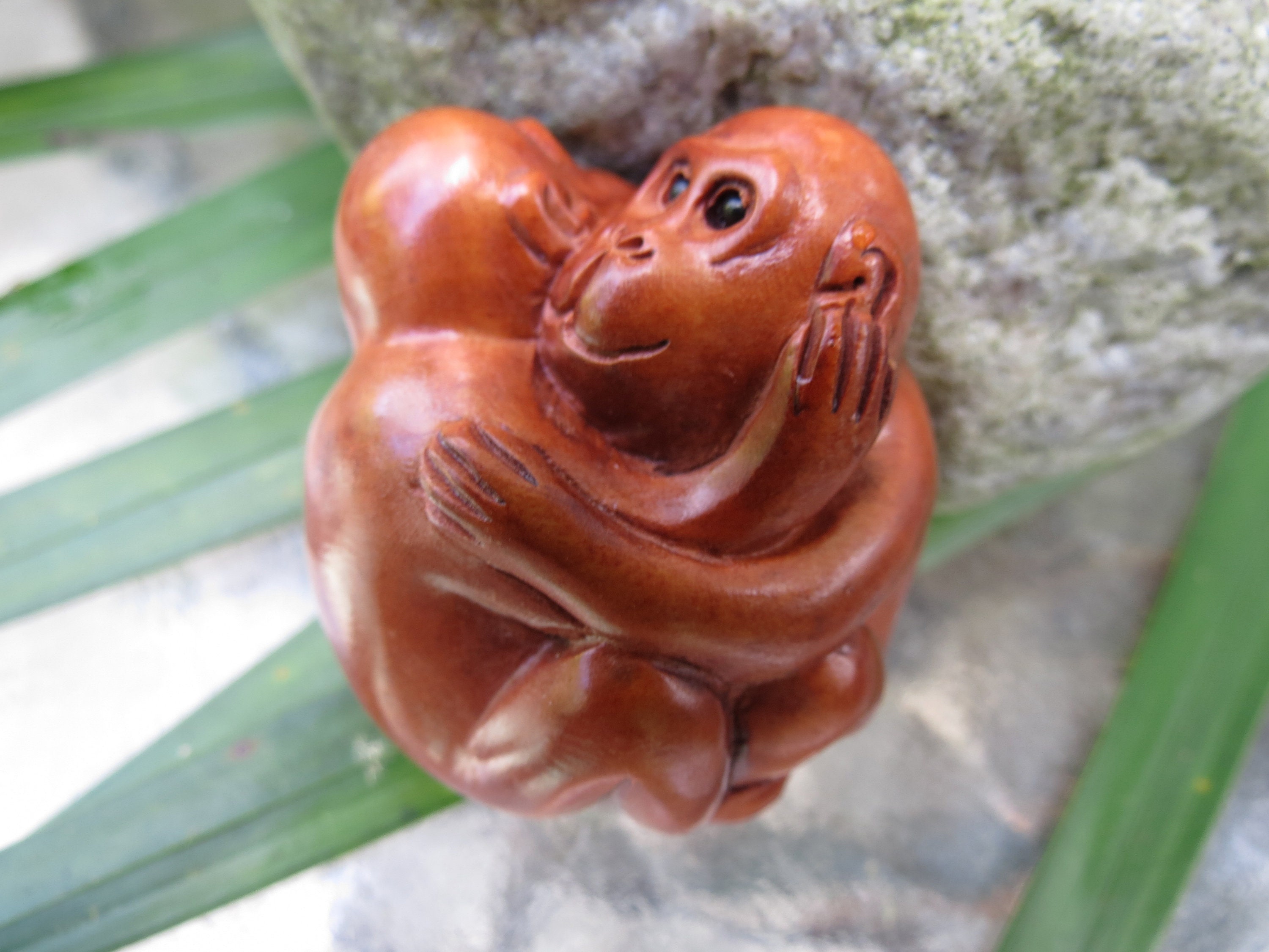 Japanese 20th Century Hugging Monkeys Netsuke Carved Sumo | Etsy