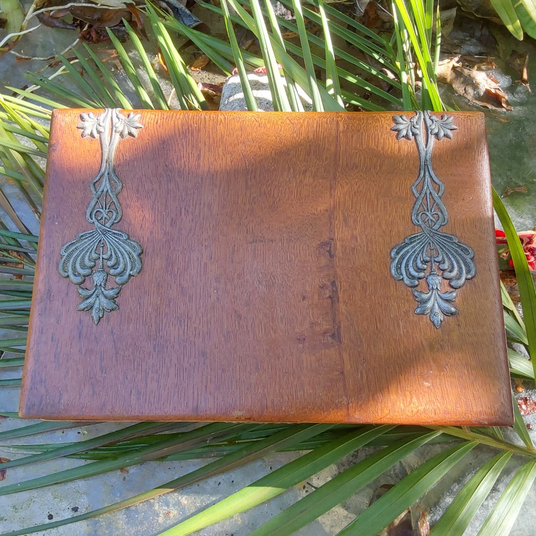 Small Oak Wood Travel Desk With Inkwell - Antique Glass Inkwell ...