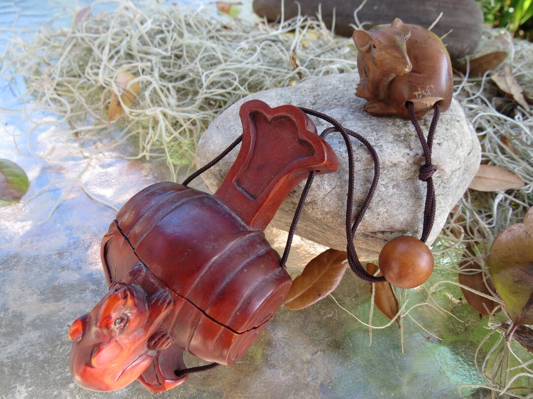 Carved Wood Mice Japanese Inro, Ojime and Netsuke 20th Century Asian ...