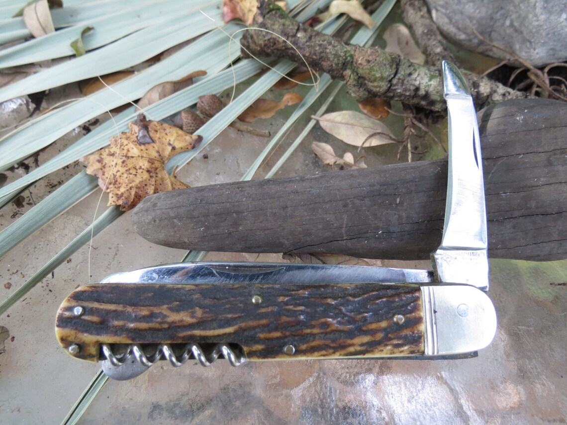 Weidmannsheil Stag Multi Blade Utility Knife Old Stag Handle | Etsy