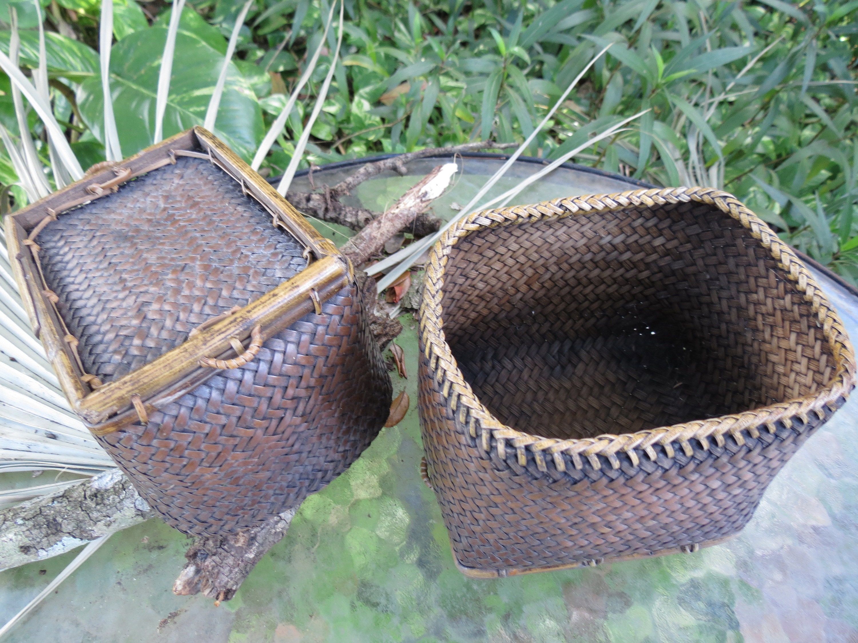 Finely Woven Primitive Basket 2 Part Antique Basket - Etsy