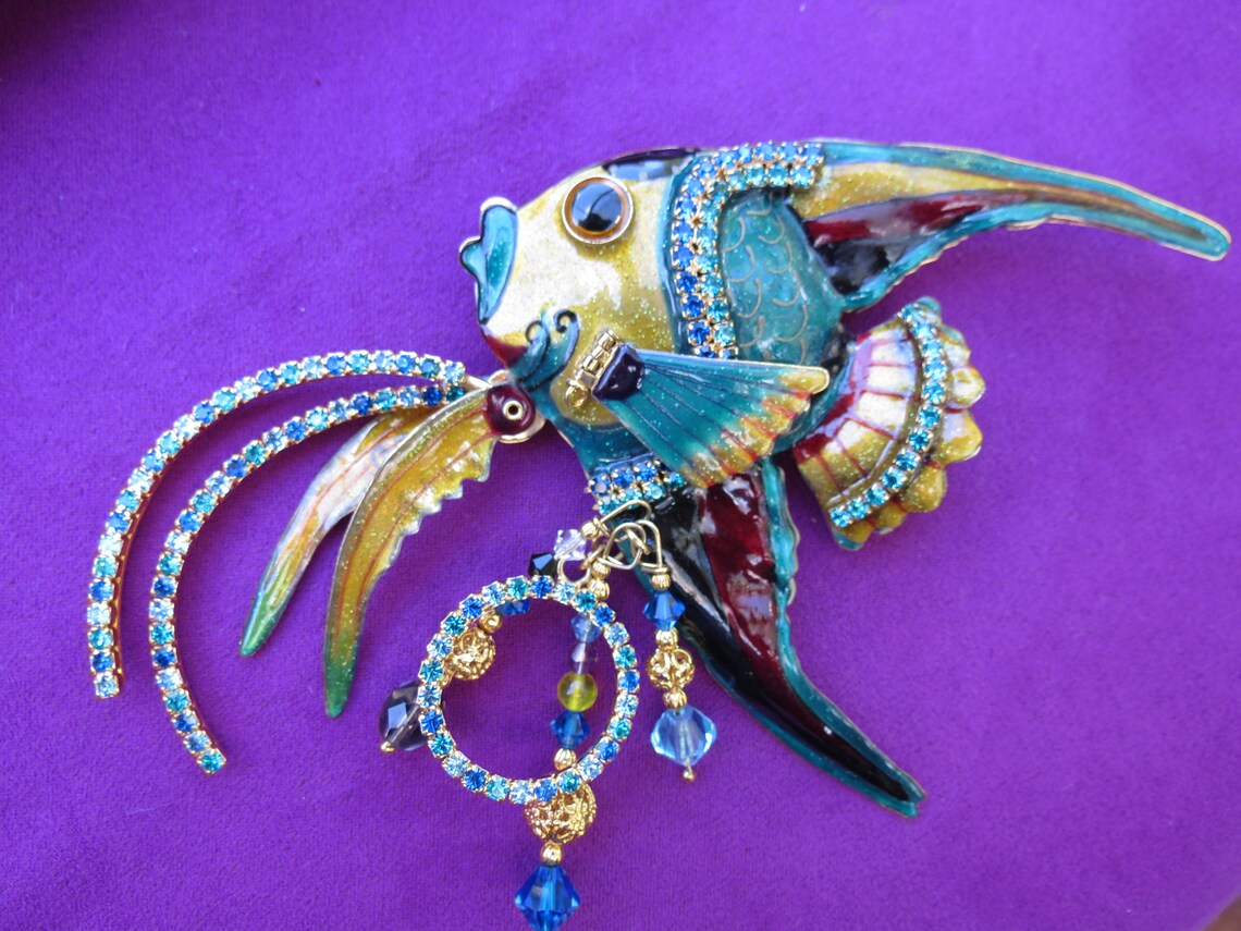 Lunch at the Ritz Angelfish Brooch LATR Enamel Angel Fish - Etsy