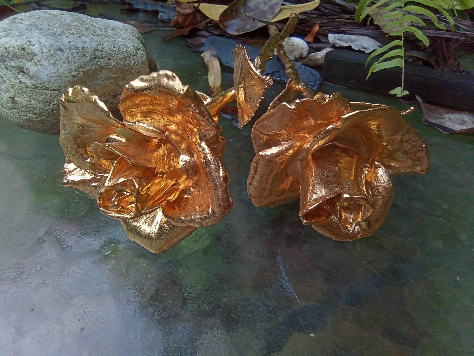 Gold Long Stem Rose Genuine Rose Flower Dipped & Preserved | Etsy