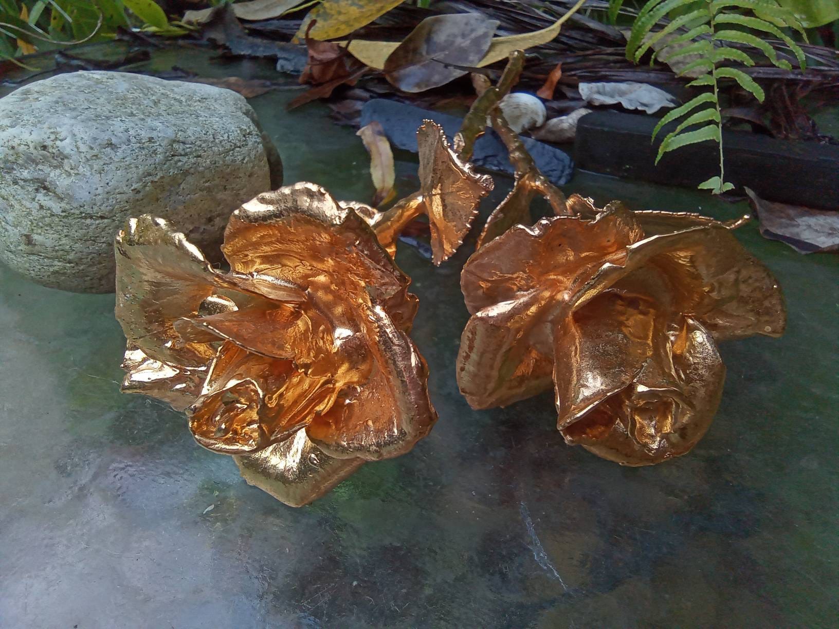 Gold Long Stem Rose Genuine Rose Flower Dipped & Preserved | Etsy