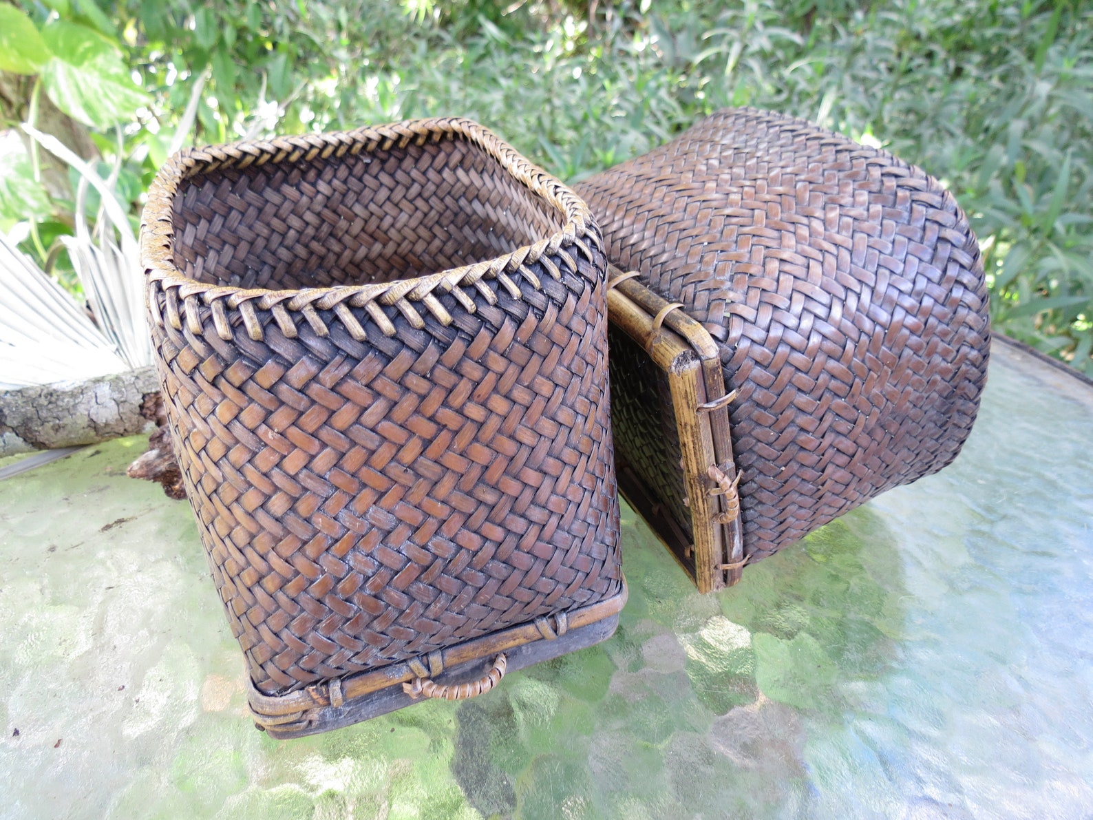 Finely Woven Primitive Basket 2 Part Antique Basket | Etsy