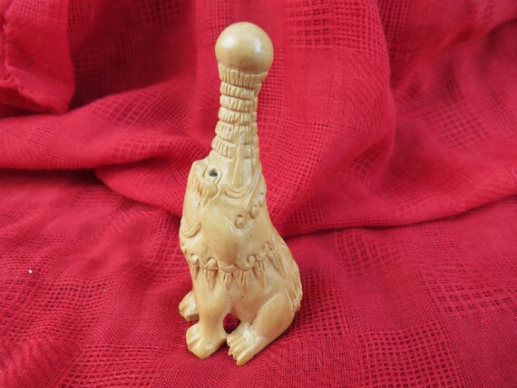 Japanese 20th Century Elephant Netsuke Carved Wood Baku | Etsy
