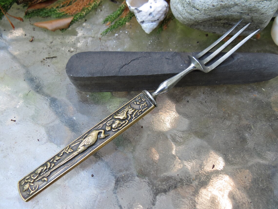 Ornate Three Tine Japanese Fork Beautiful Antique Kosuka - Etsy