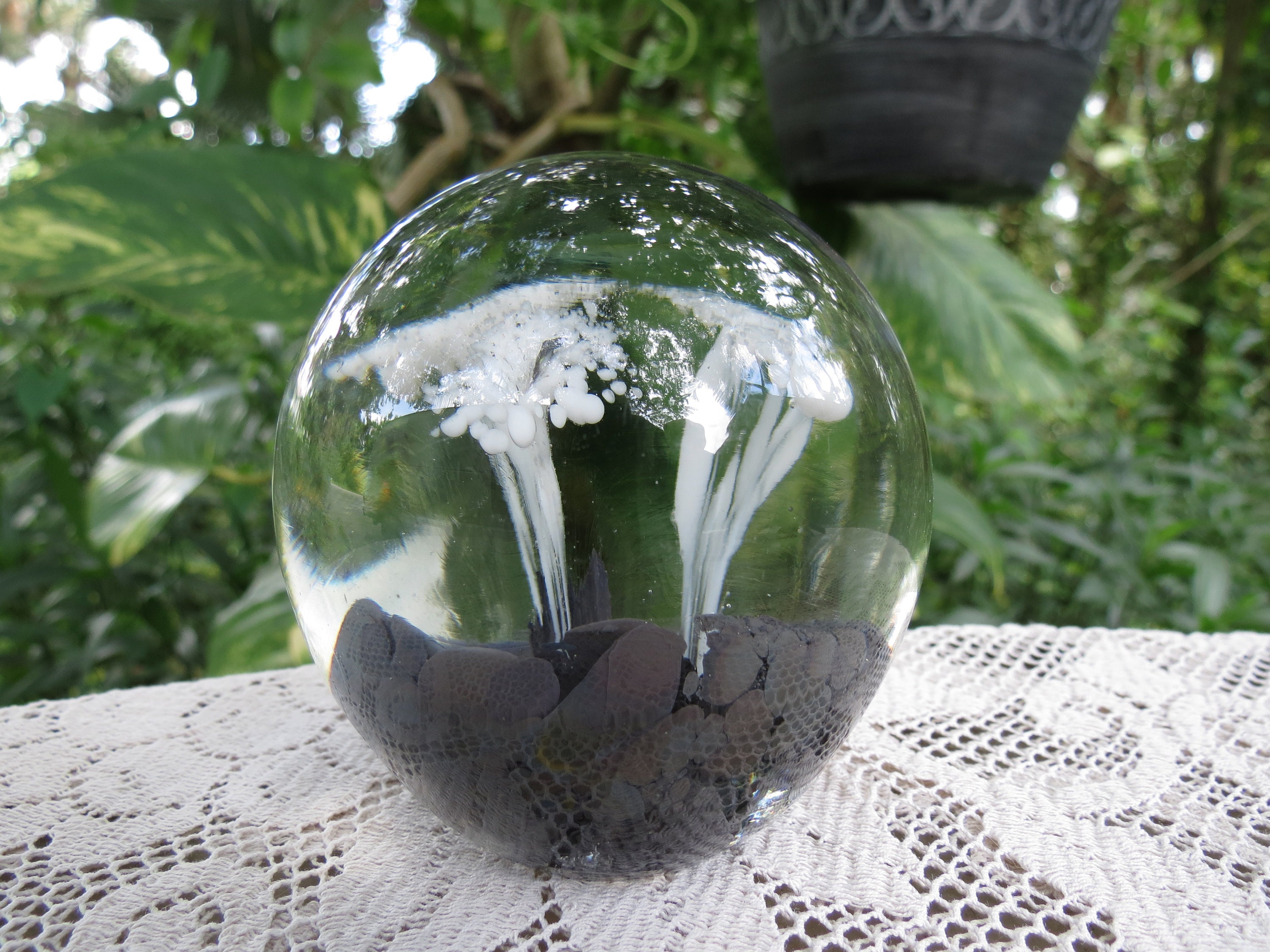 Antique Glass Paperweight Beautiful Black & White | Etsy