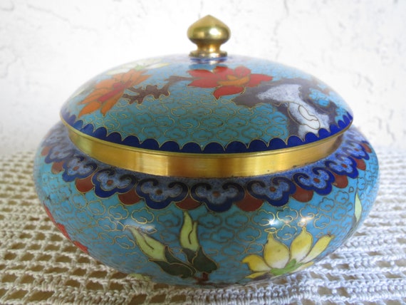 Cloisonné Powder Box - Fabulous Chinese Enamel Cover… - Gem