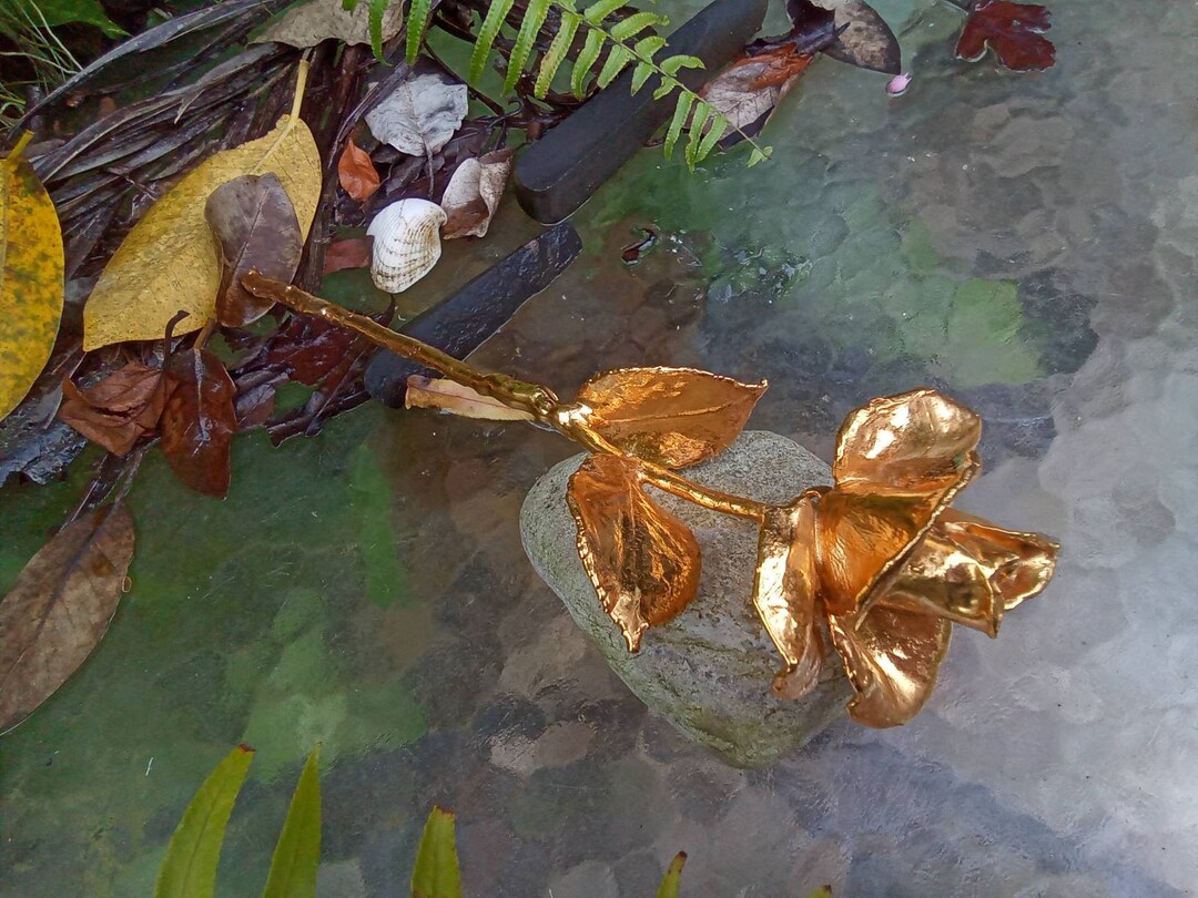 Gold Long Stem Rose Genuine Rose Flower Dipped & Preserved in 24K Gold ...
