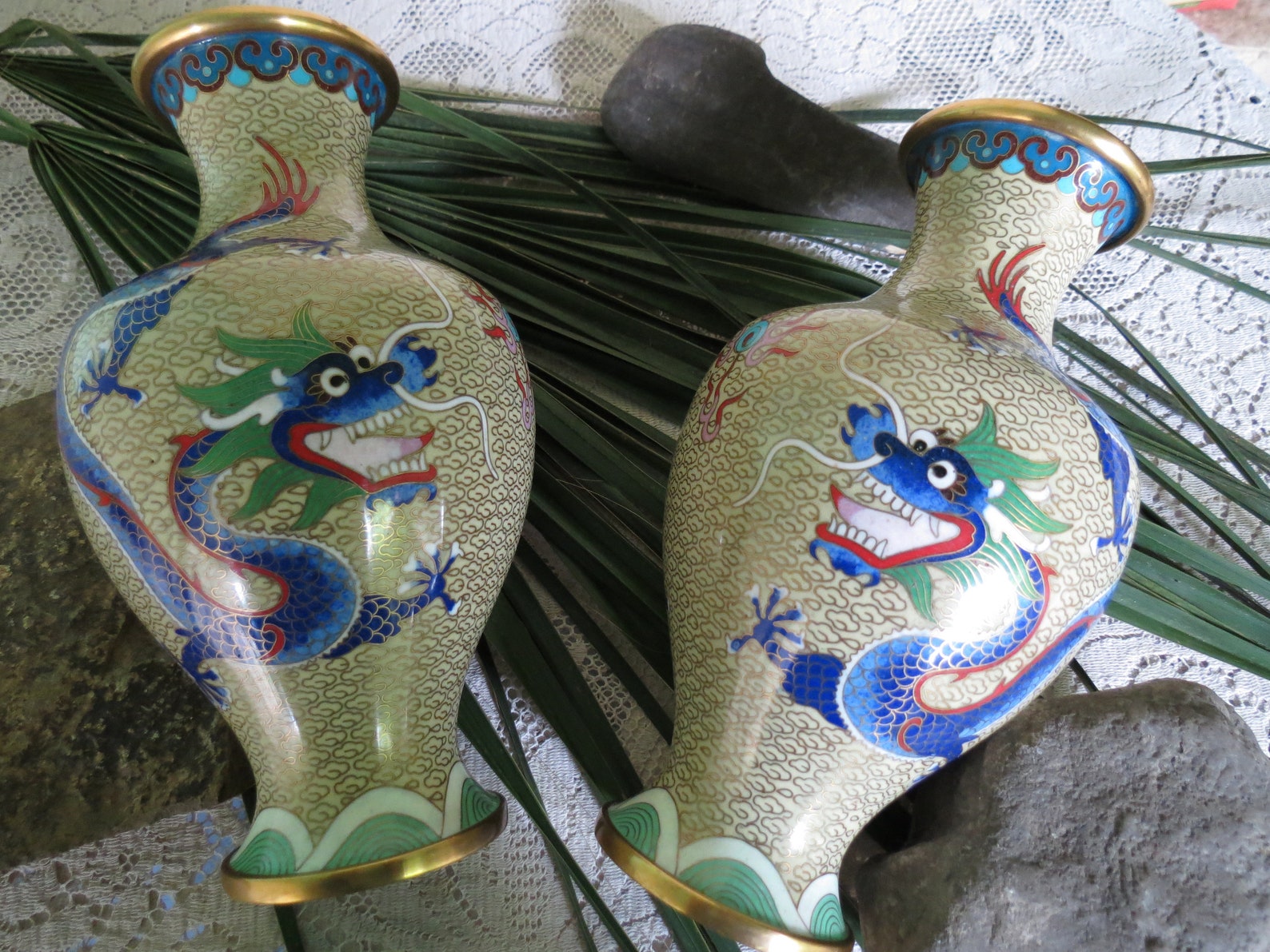 Pair of Chinese Imperial Dragon Vases 2 Antique Cloisonne | Etsy