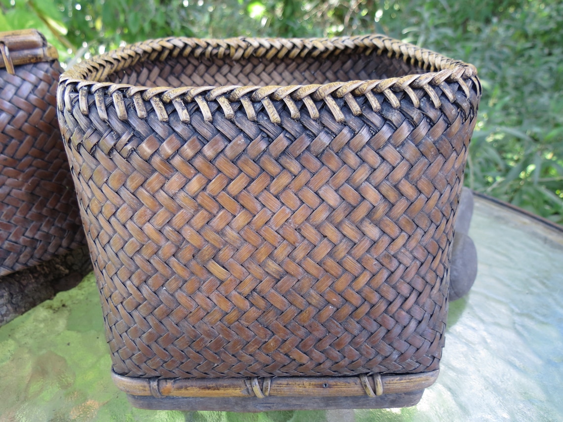 Finely Woven Primitive Basket 2 Part Antique Basket | Etsy
