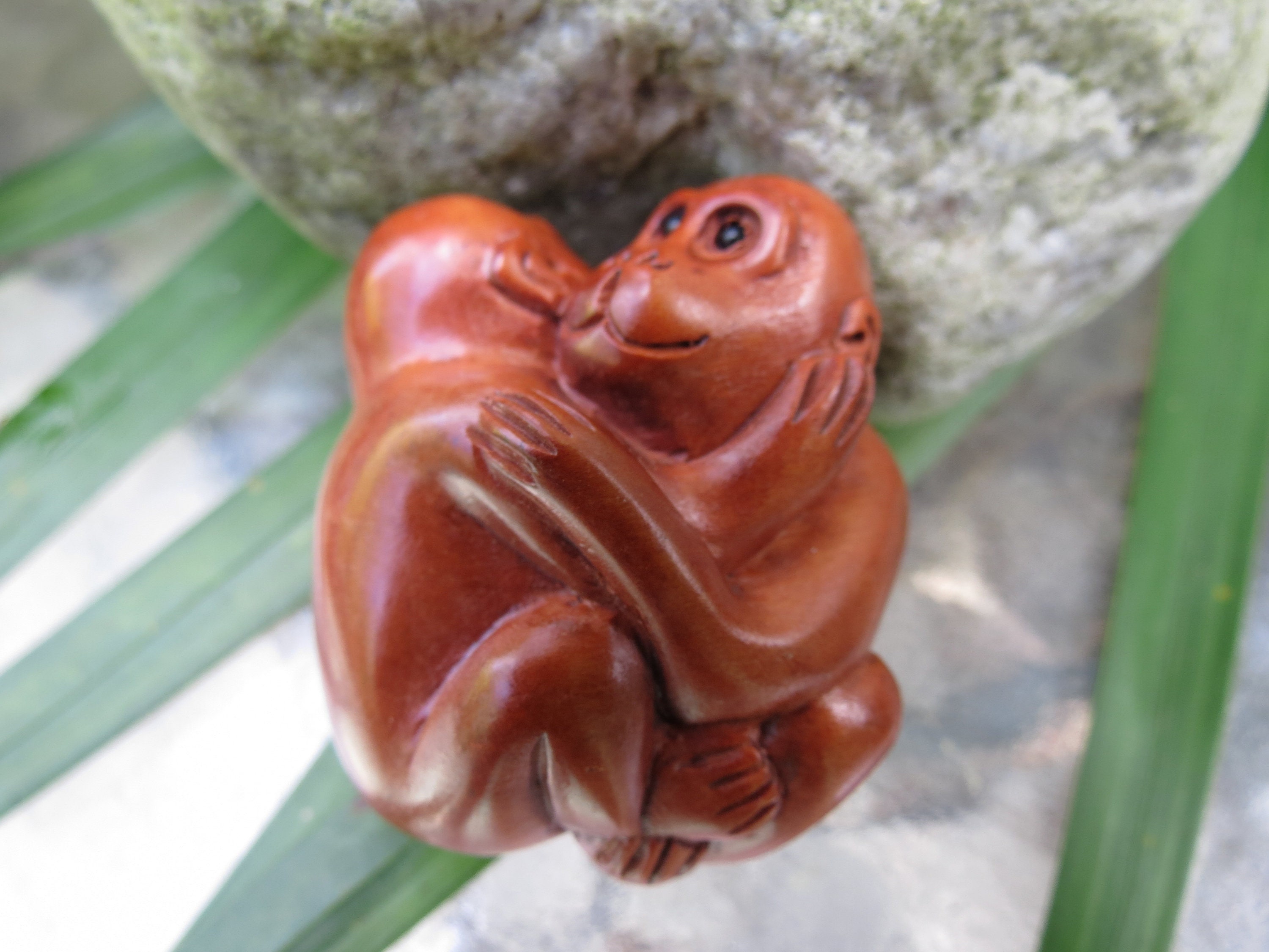 Japanese 20th Century Hugging Monkeys Netsuke Carved Sumo | Etsy