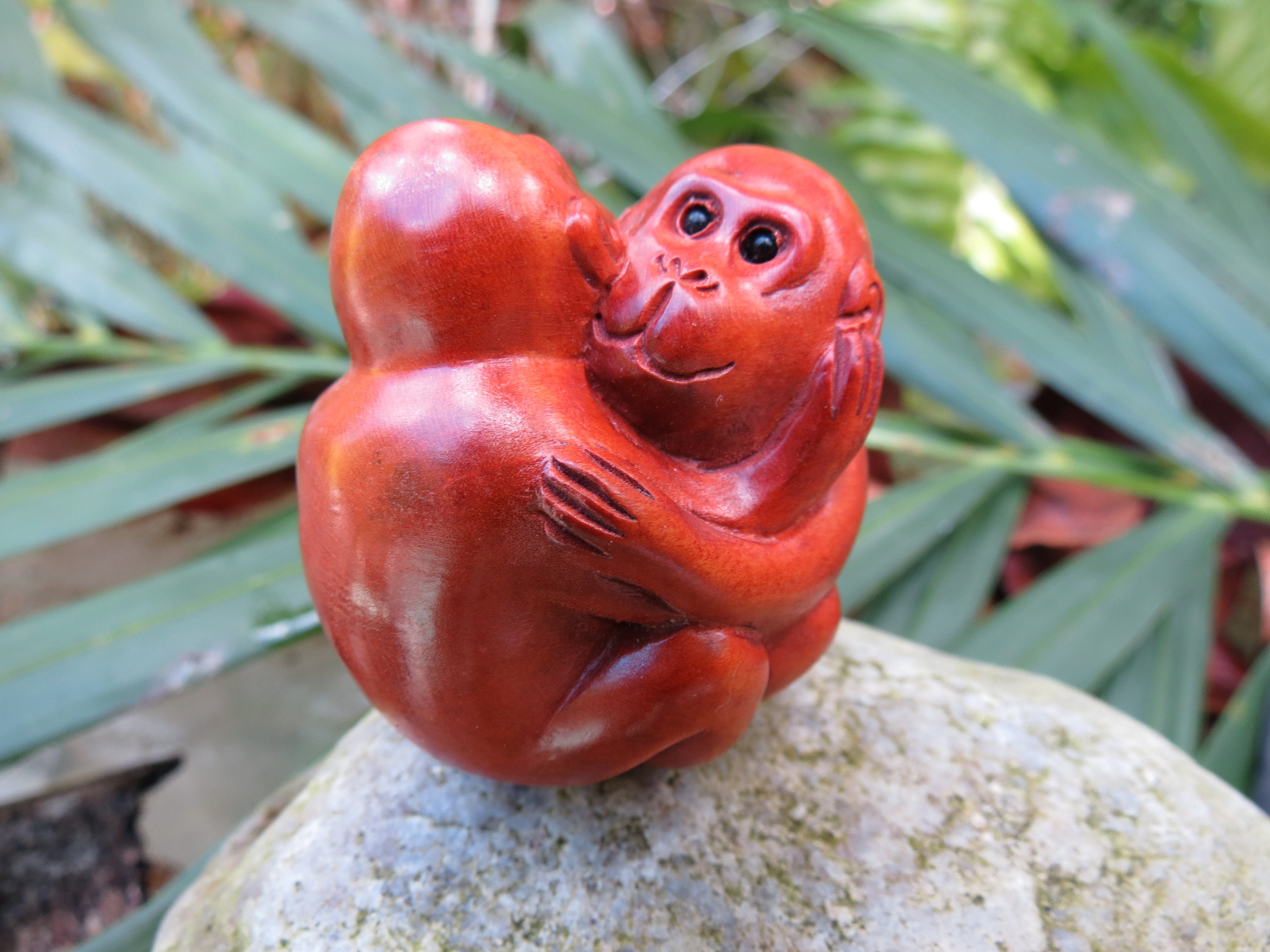 Japanese 20th Century Hugging Monkeys Netsuke Carved Sumo | Etsy