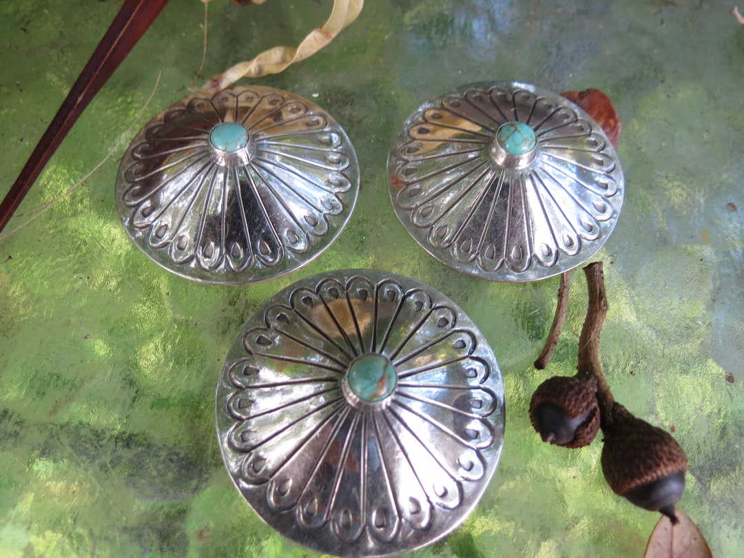 Old Pawn Native American Silver Turquoise Buttons - Set of 3 - Etsy