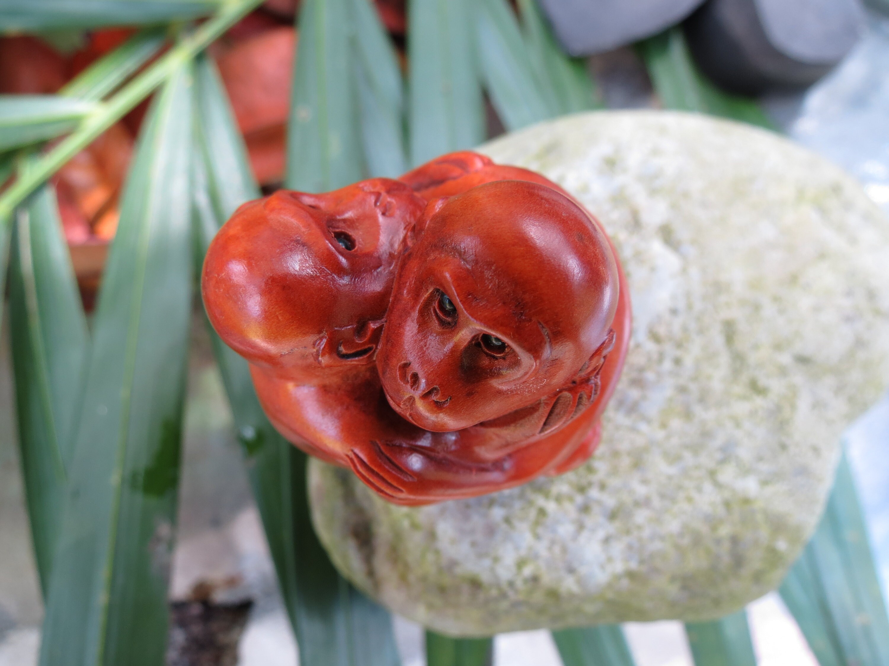 Japanese 20th Century Hugging Monkeys Netsuke Carved Sumo | Etsy